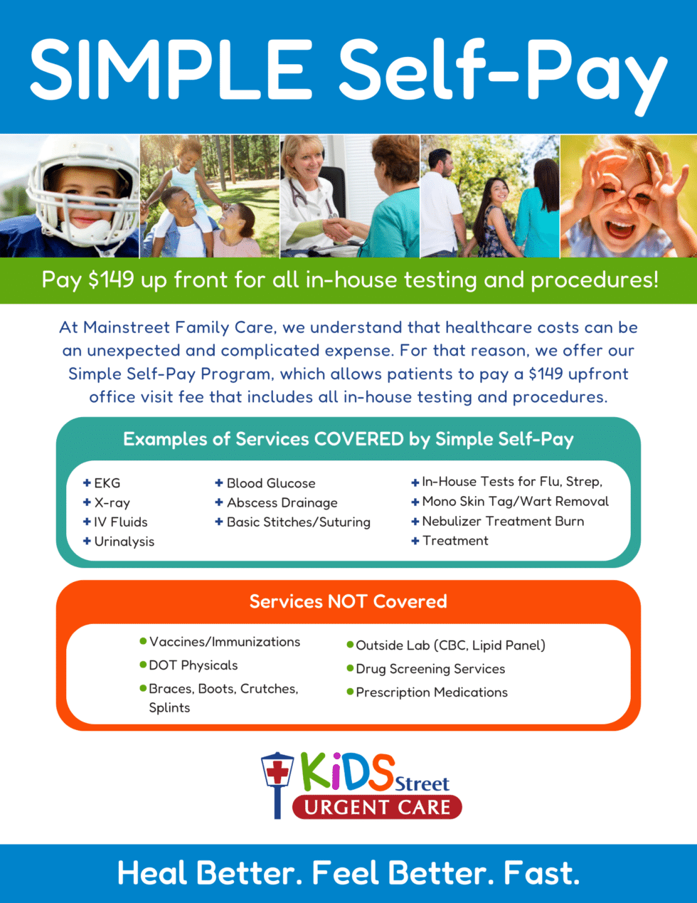 $149 Simple Self-Pay | KidsStreet Urgent Care